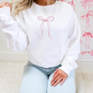 Bow Sweatshirt, Blue Coquette Sweatshirt, Pink Bow Sweater, Gift for ...