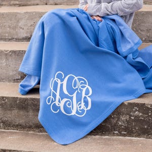 Monogram Blanket ~ Monogrammed Fleece Throw ~ Gift for Her ~ Gift Under ...
