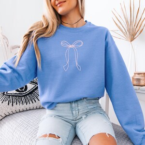 Bow Sweatshirt, Blue Coquette Sweatshirt, Pink Bow Sweater, Gift for ...