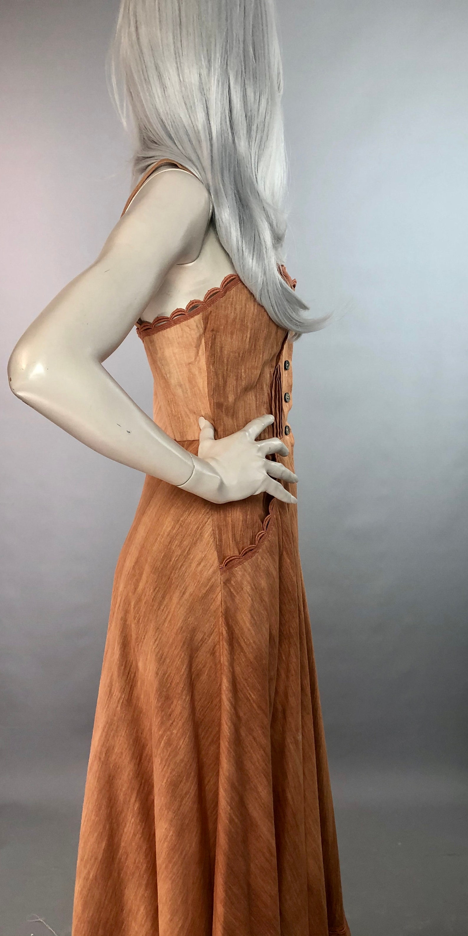 ANNE TYRRELL Maxi | 70s Prairie Dress | Terracotta Boho Frock - Etsy