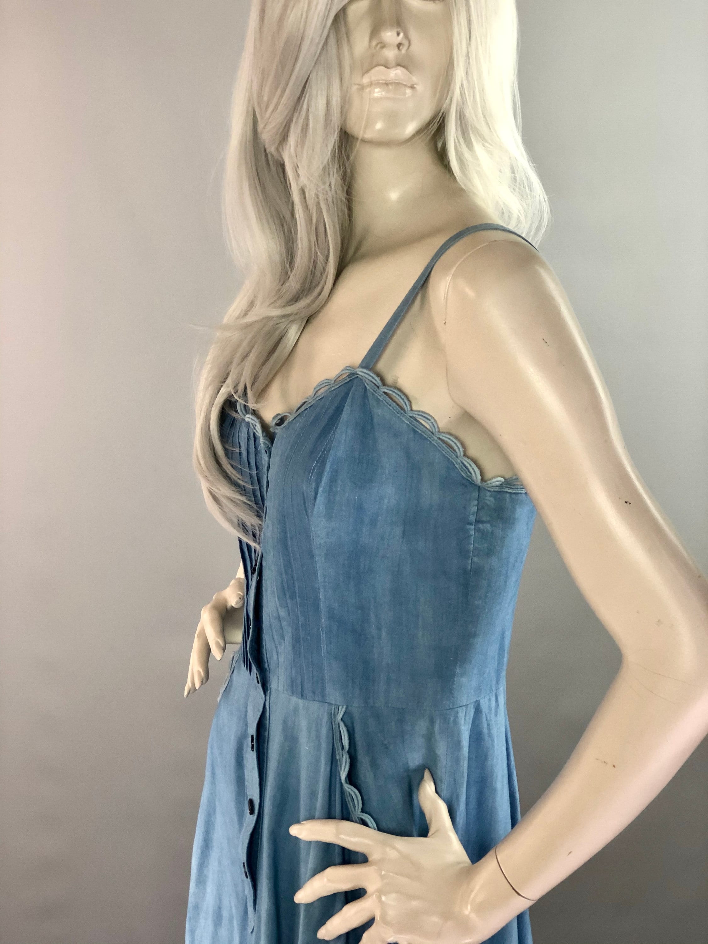 ANNE TYRRELL Maxi 70s Prairie Dress Blue Boho Frock - Etsy