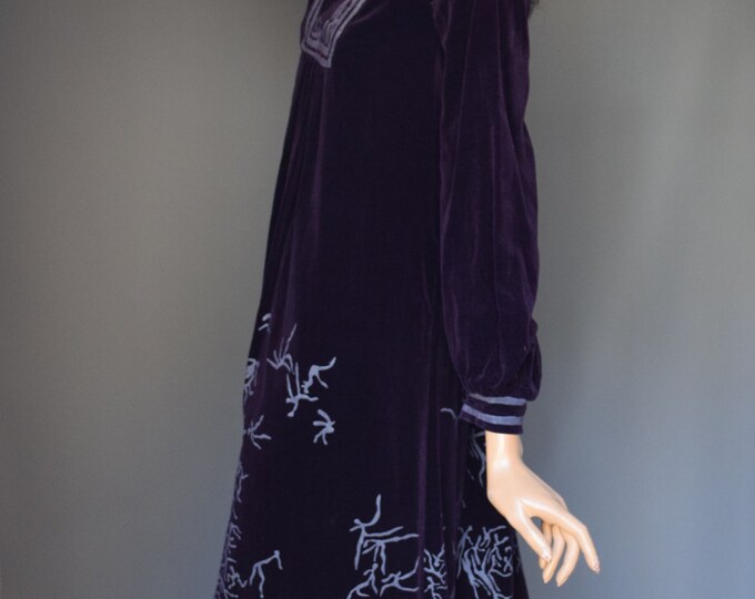 KATE BEAVER Deep Purple Heart Velvet Hand Painted Maxi Dress - Etsy UK