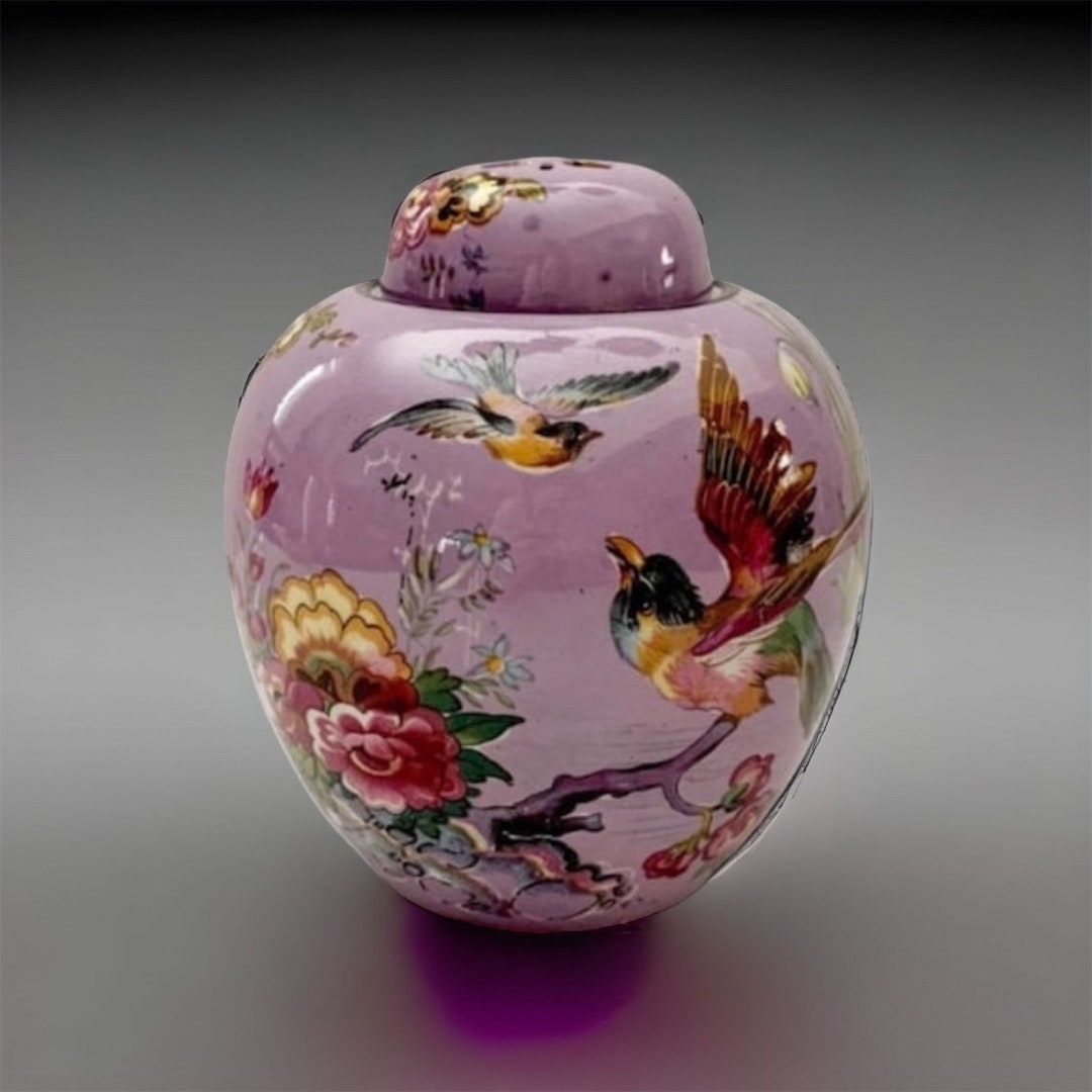 Antique 1880’s Potpourri Pomander Jar Mauve With Birds Thomas Forester ...