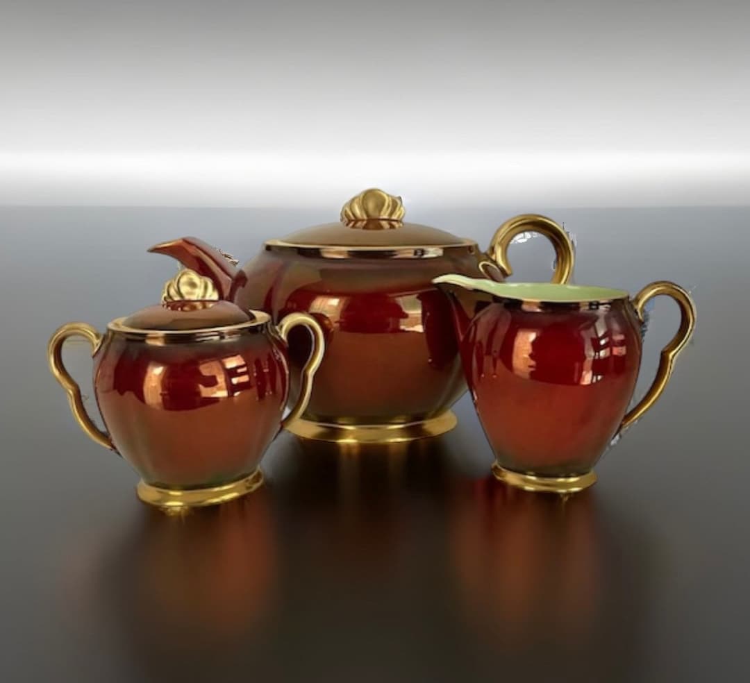 Carlton Ware Rouge Royale Tea Set Teapot Milk & Sugar - Etsy