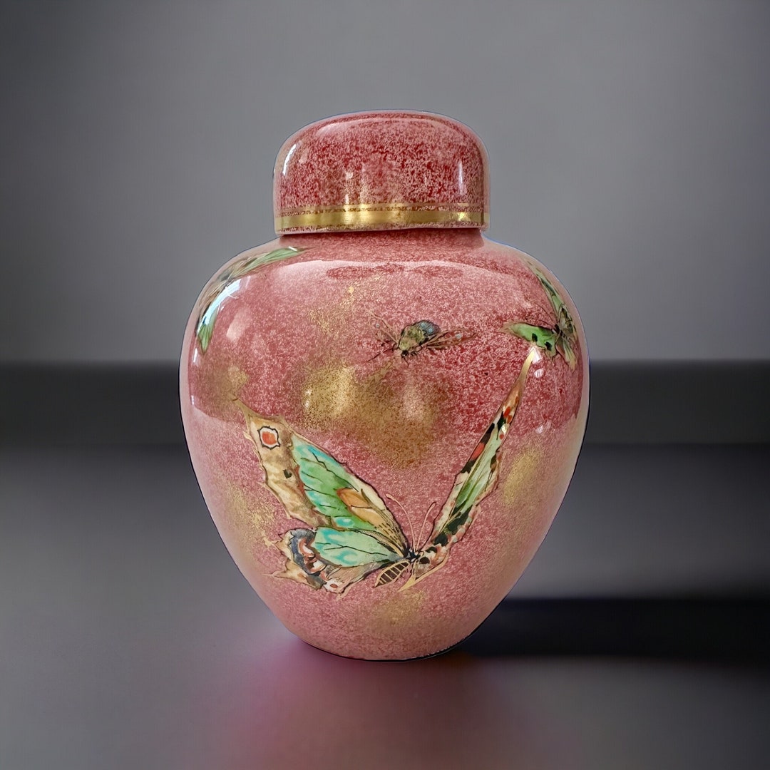 Antique Ginger Jar Enamelled Butterflies Coronet Maling Lusterware ...