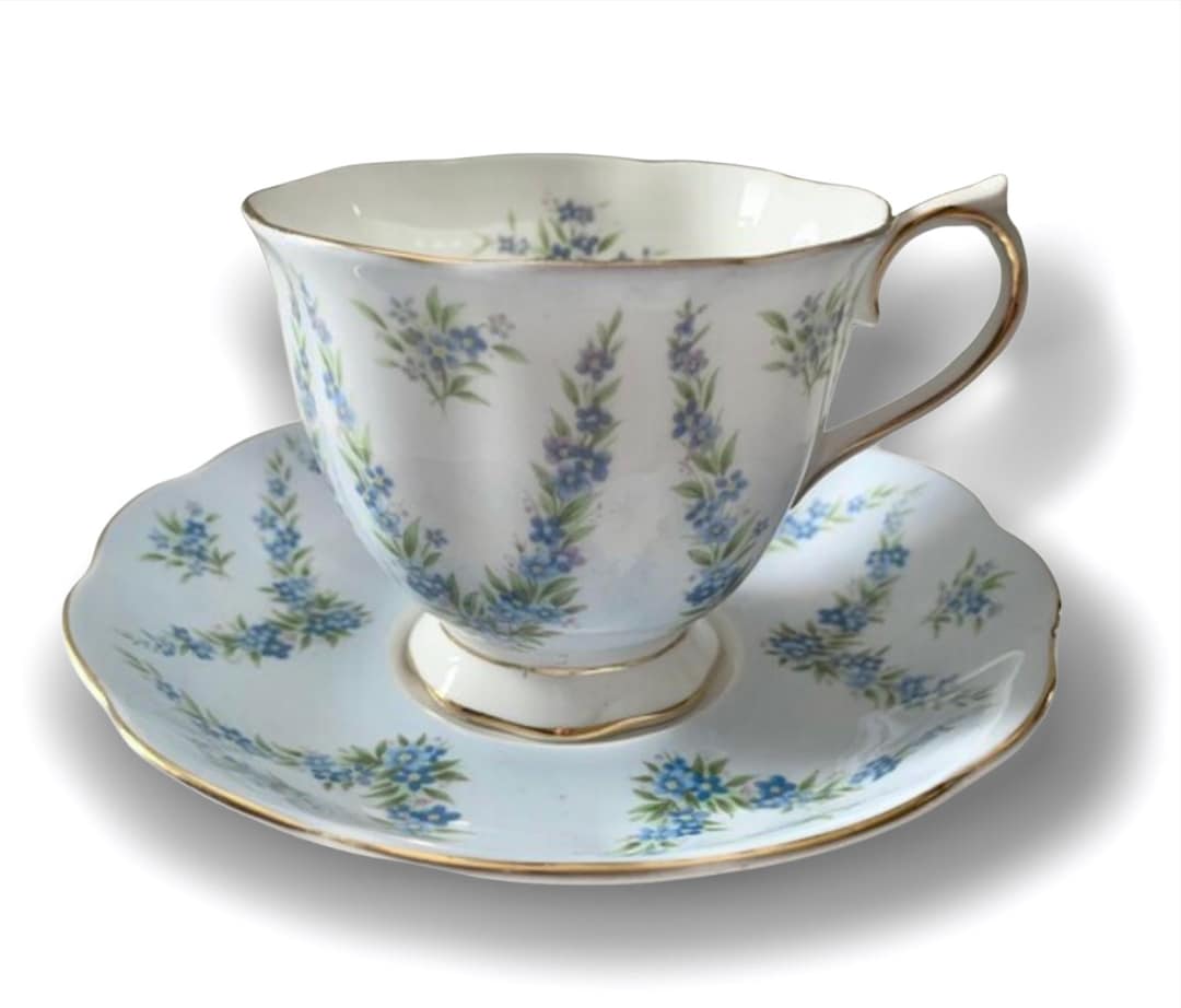 Royal Albert Blue Taffeta China Tea Cup & Saucer - Etsy