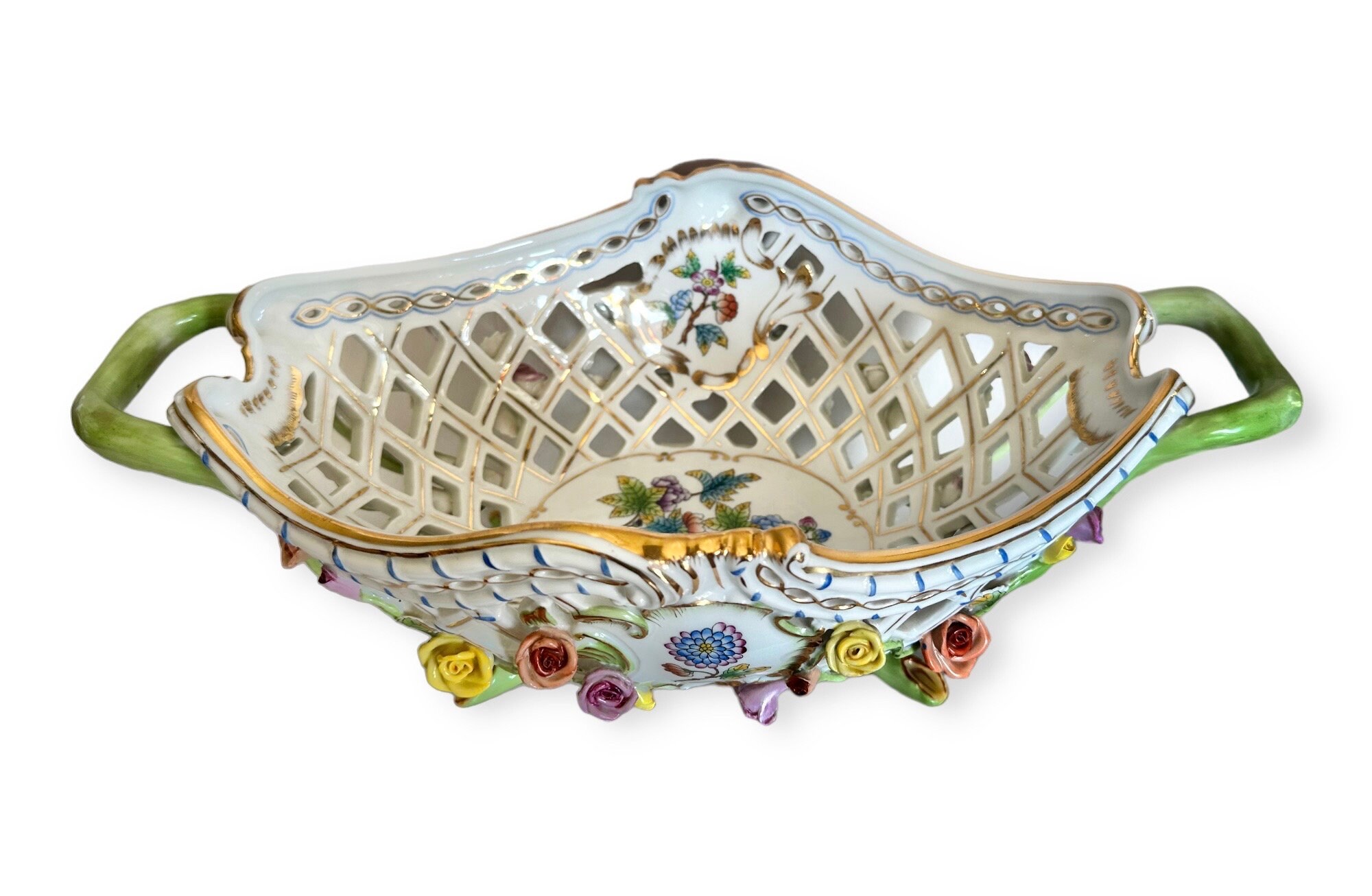Herend Queen Victoria Large Reticulated Basket With Roses #7483/VBO - Etsy