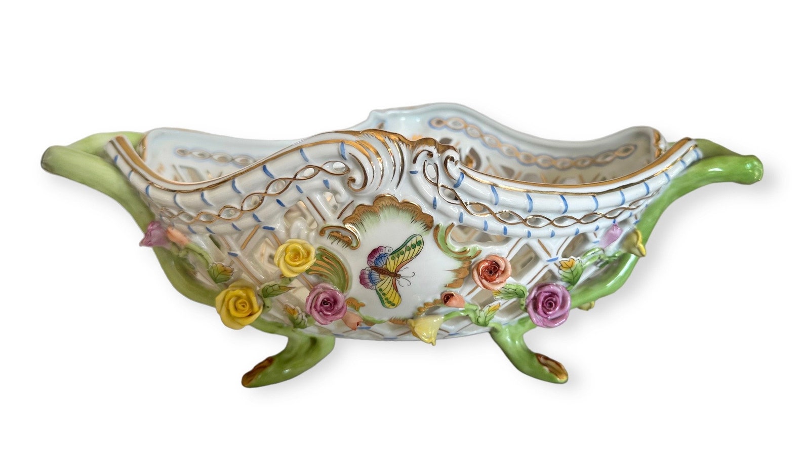Herend Queen Victoria Large Reticulated Basket With Roses #7483/VBO - Etsy