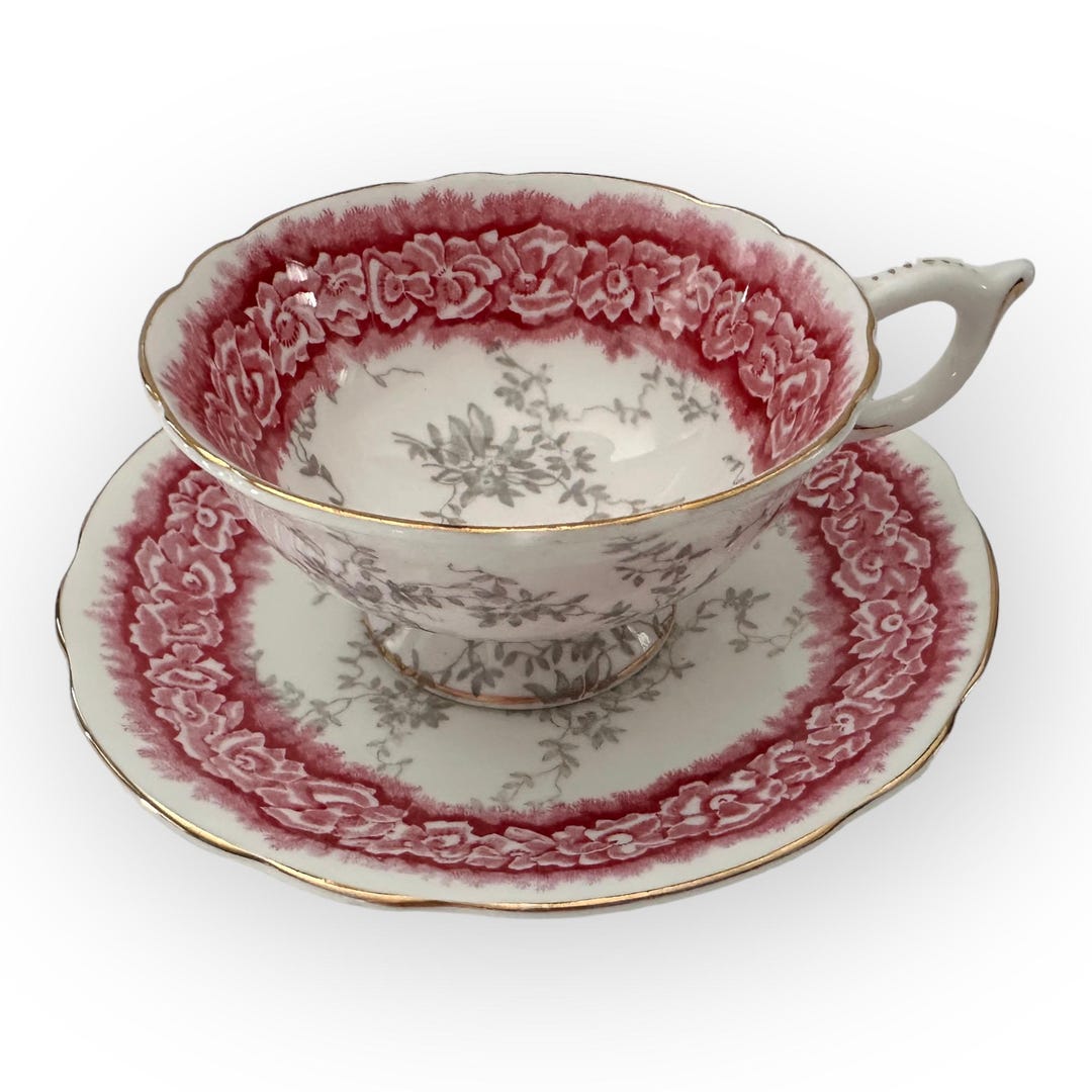 Coalport Red "dalmere" China Tea Cup and Saucer Teacup Set - Etsy