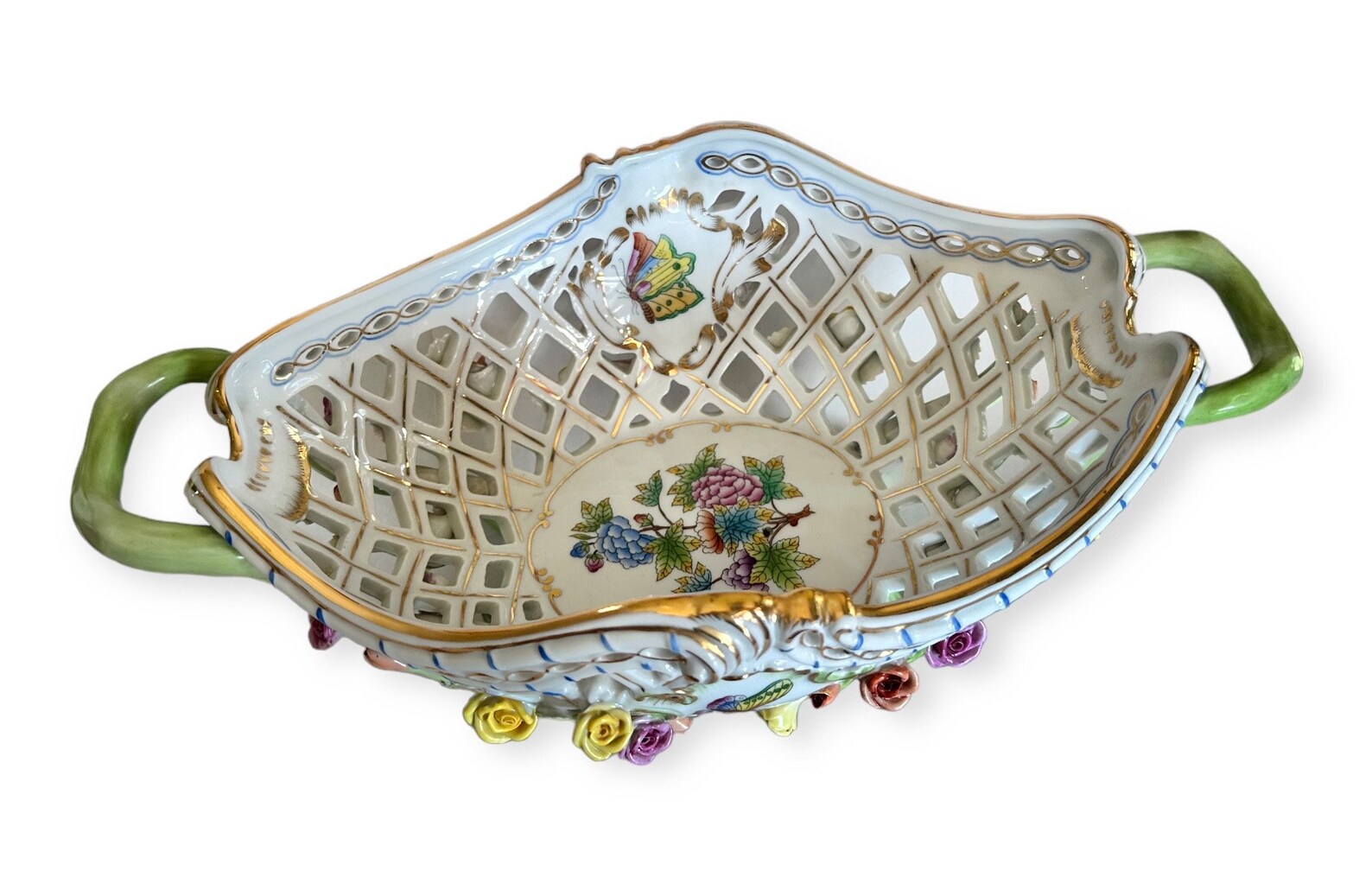 Herend Queen Victoria Large Reticulated Basket With Roses #7483/VBO - Etsy