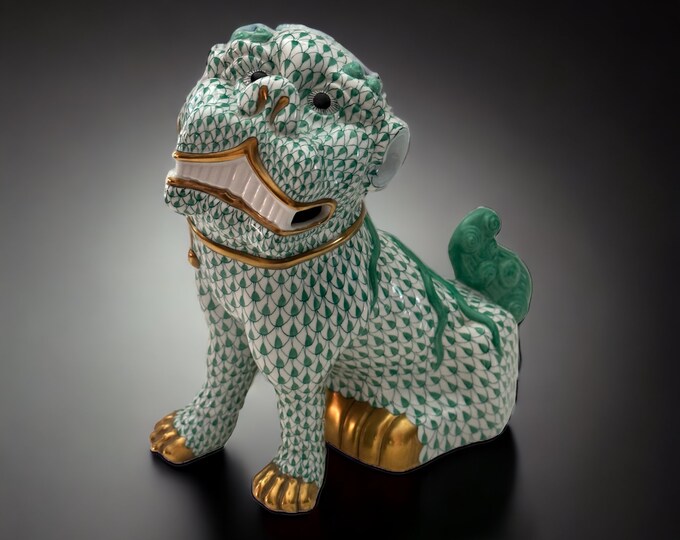 Large Herend Foo Dog Animal Figurine 5308-0-00 VHV - Green - Etsy