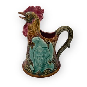 Antique French Majolica Rooster Pitcher Jug - Etsy