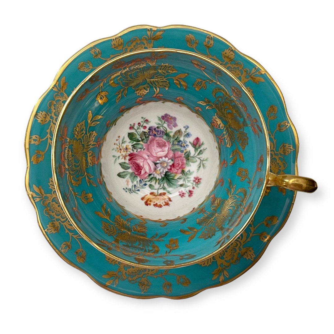 Beautiful Turquoise EB Foley China Tea Cup & Saucer - Etsy