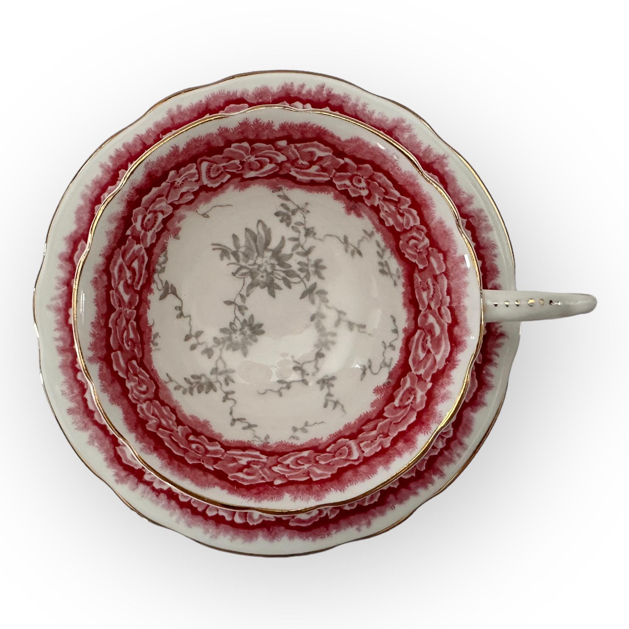 Coalport Red "dalmere" China Tea Cup and Saucer Teacup Set - Etsy