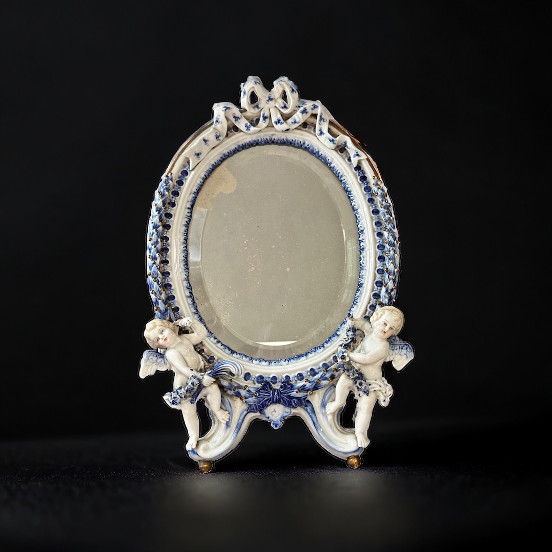 Early 18th Century Meissen Porcelain Oval Beveled Mirror Germany Putti ...