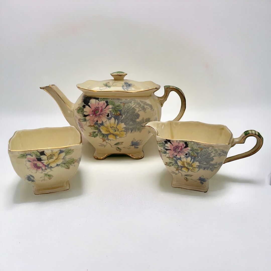 Royal Winton Grimwades Rosa Tea Set Teapot Milk Sugar - Etsy