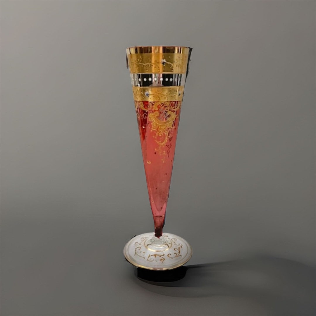 Antique Moser Bohemian Cranberry Glass Bud Vase Jewelled Enamel - Etsy