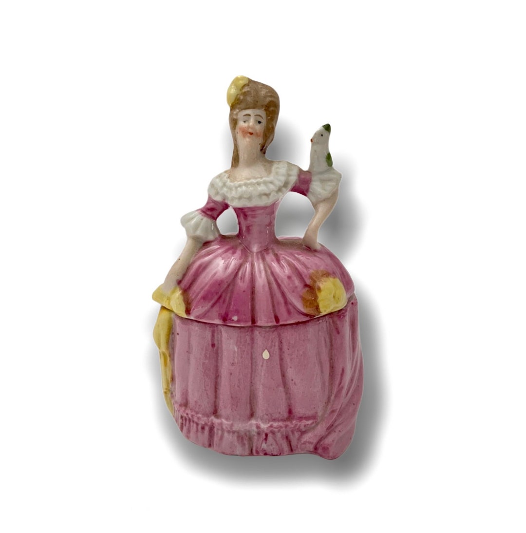 Beautiful Sitzendorf German Powder Box Dresser Jar Half Doll Lady ...