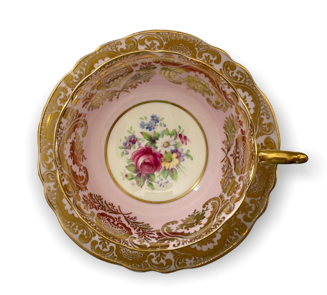 Pink Floral Paragon China Tea Cup & Saucer Double Warrant - Etsy