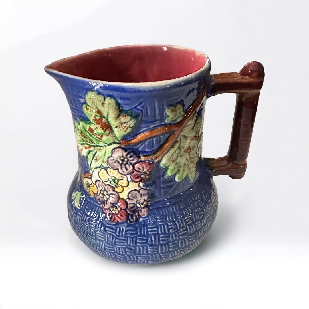 Antique Majolica Pitcher Shorter England - Etsy