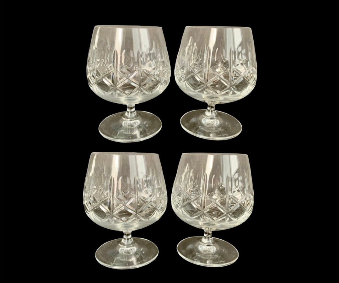 Set of 4 Cross and Olive Cognac Snifter Crystal Brandy Glasses Drinking ...