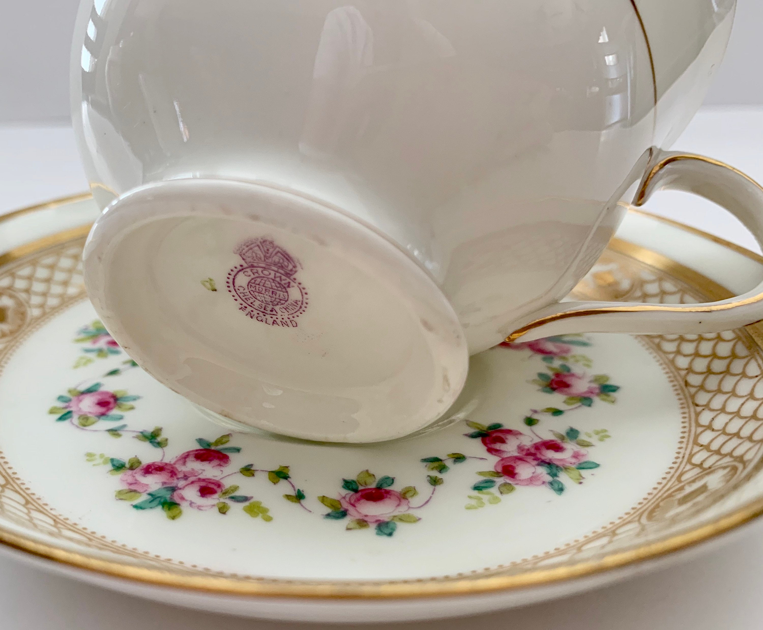 Antique Crown Chelsea China Tea Cup & Saucer - Etsy Canada