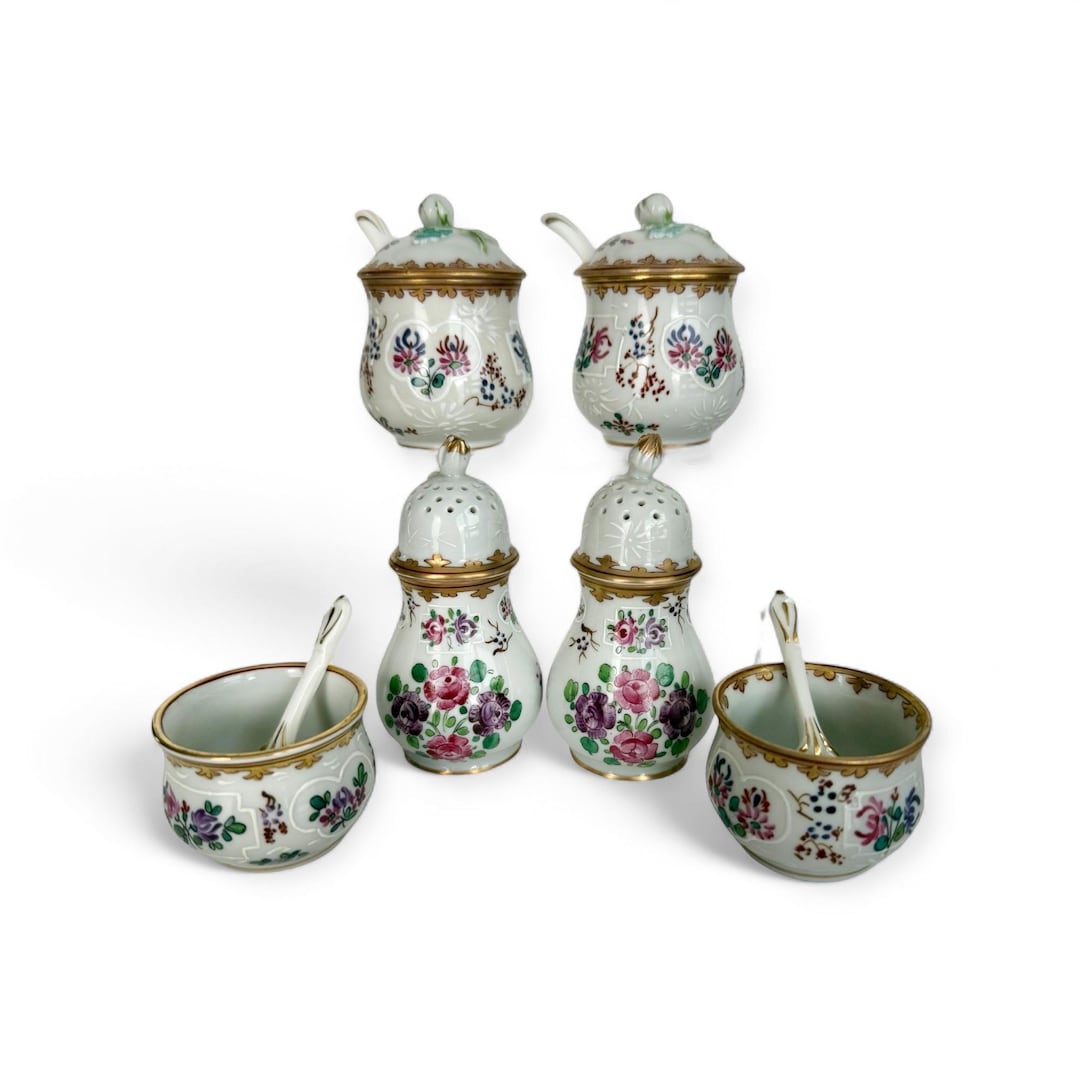 Antique Edmé Samson Paris Porcelain Condiment Set – Hand-enamelled, C ...