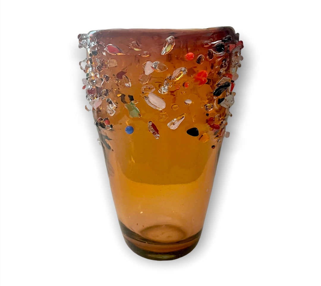 Large Romanian Nico Art Glass Vase - Etsy