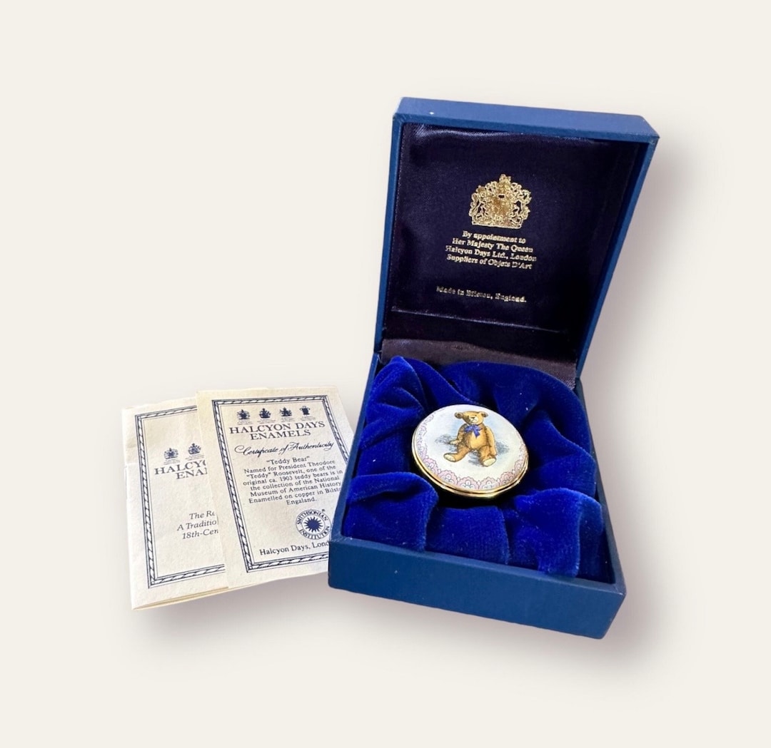 Halcyon Days Enamel Pill Box Smithsonian Institute 1903 Original Teddy ...