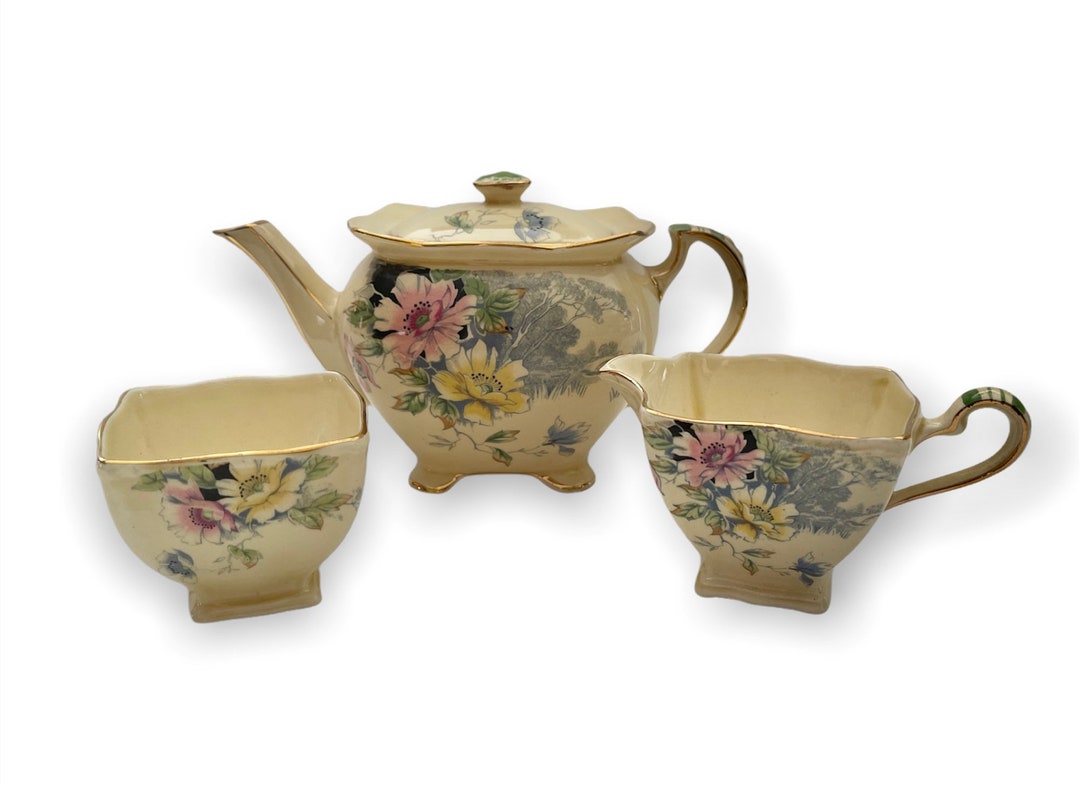 Royal Winton Grimwades Rosa Tea Set Teapot Milk Sugar - Etsy