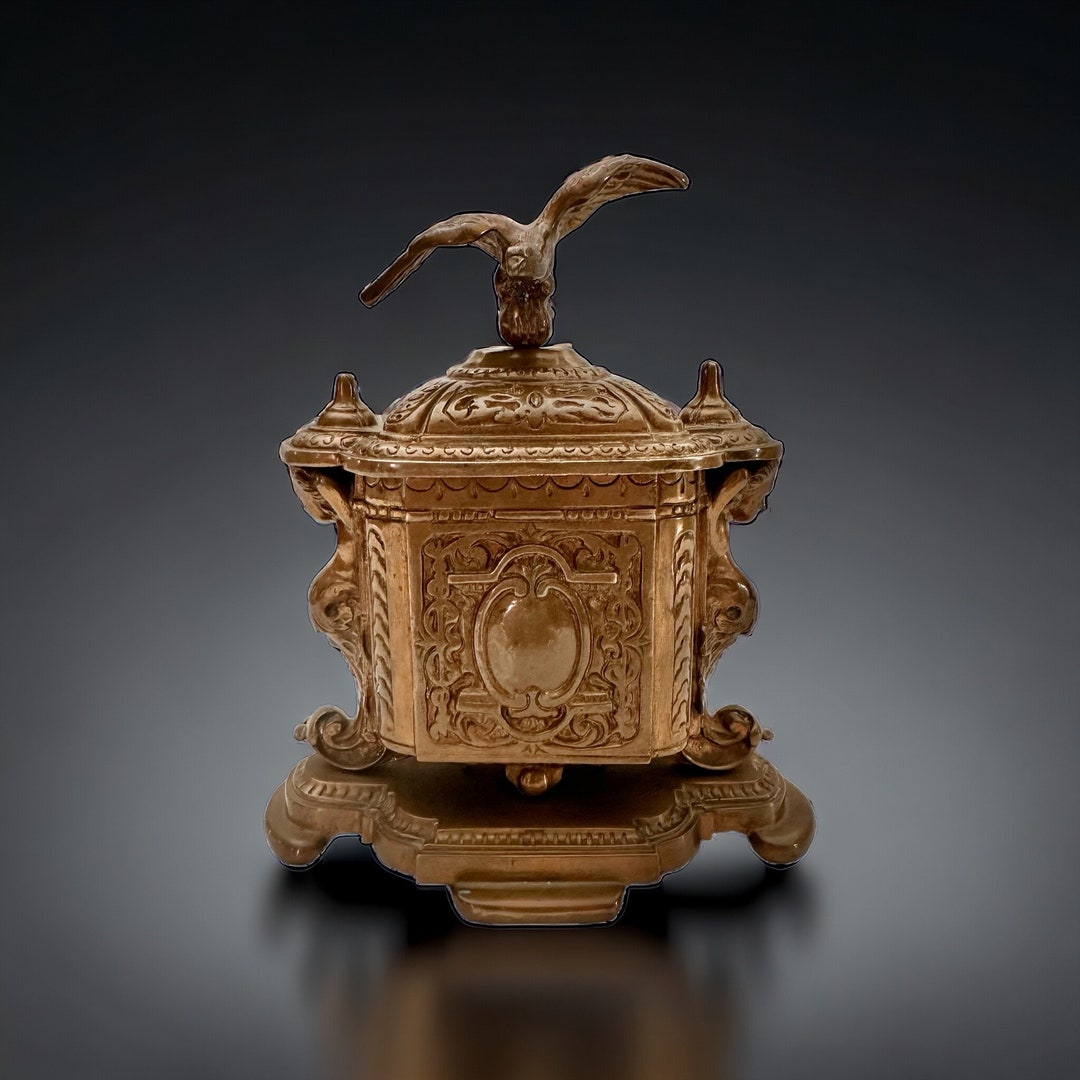 Antique Napoleon III Bronze Cigar Cigarette Tobacco Box Humidor Ca ...