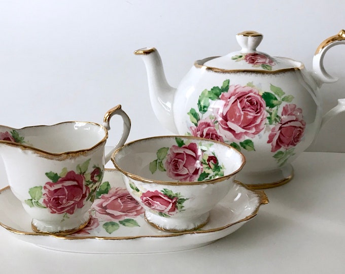 Lovely Queen Anne lady Margaret Tea Set Teapot, Milk Sugar and Tray - Etsy