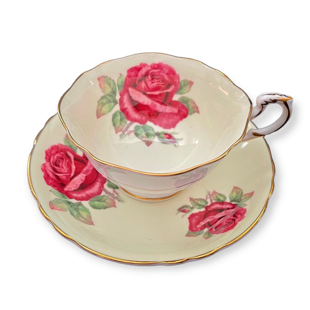 Paragon Floating Rose China Tea Cup and Saucer Teacup Set - Etsy