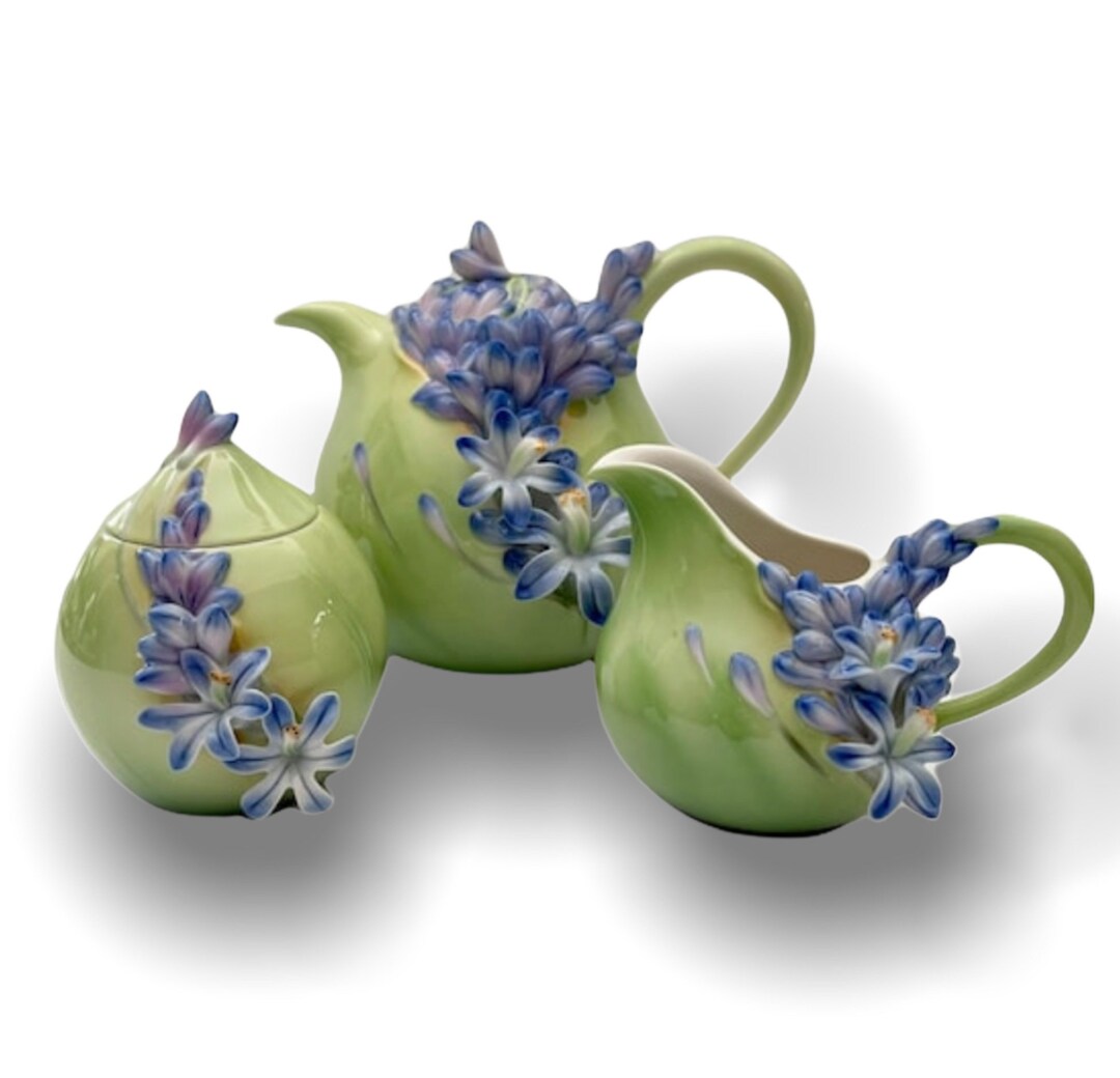 Beautiful Franz Porcelain Lily of the Nile Tea Set Teapot Creamer ...