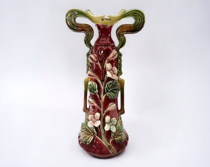 Antique Art Nouveau Majolica Josef Strnact Vase - Etsy