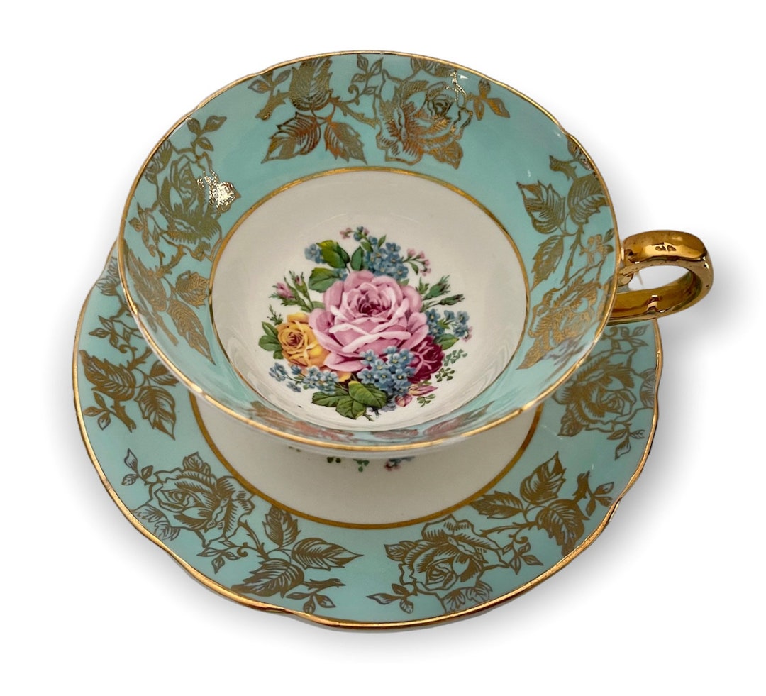 Turquoise Stanley China Tea Cup & Saucer - Etsy