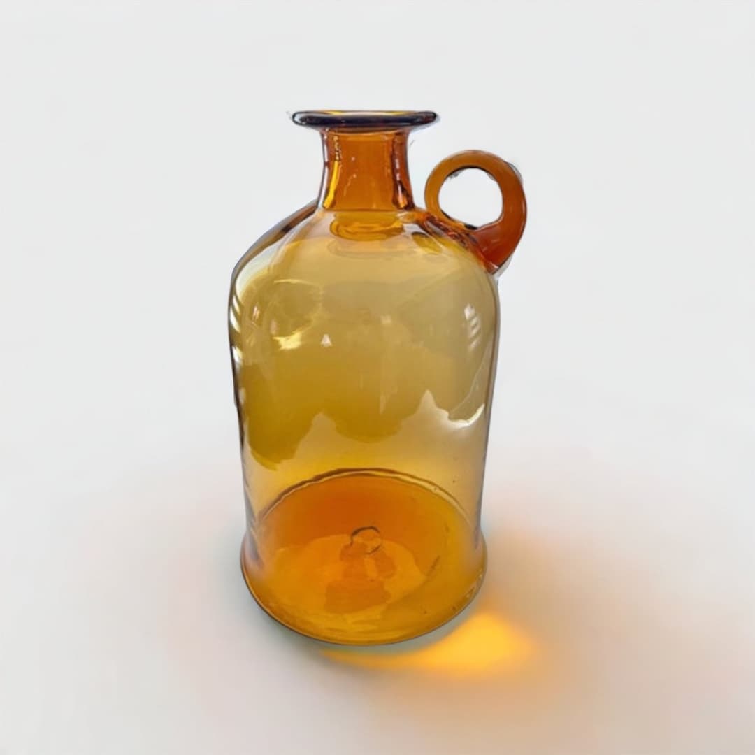 16” John Nickerson Blenko Amber Glass, Moonshine Jug Hand Blown - Etsy