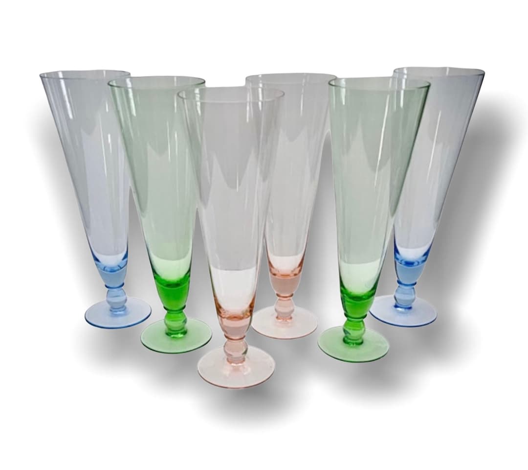 Stunning Set of 6 Pilsner Beer Glasses Harlequin Set Parfait - Etsy