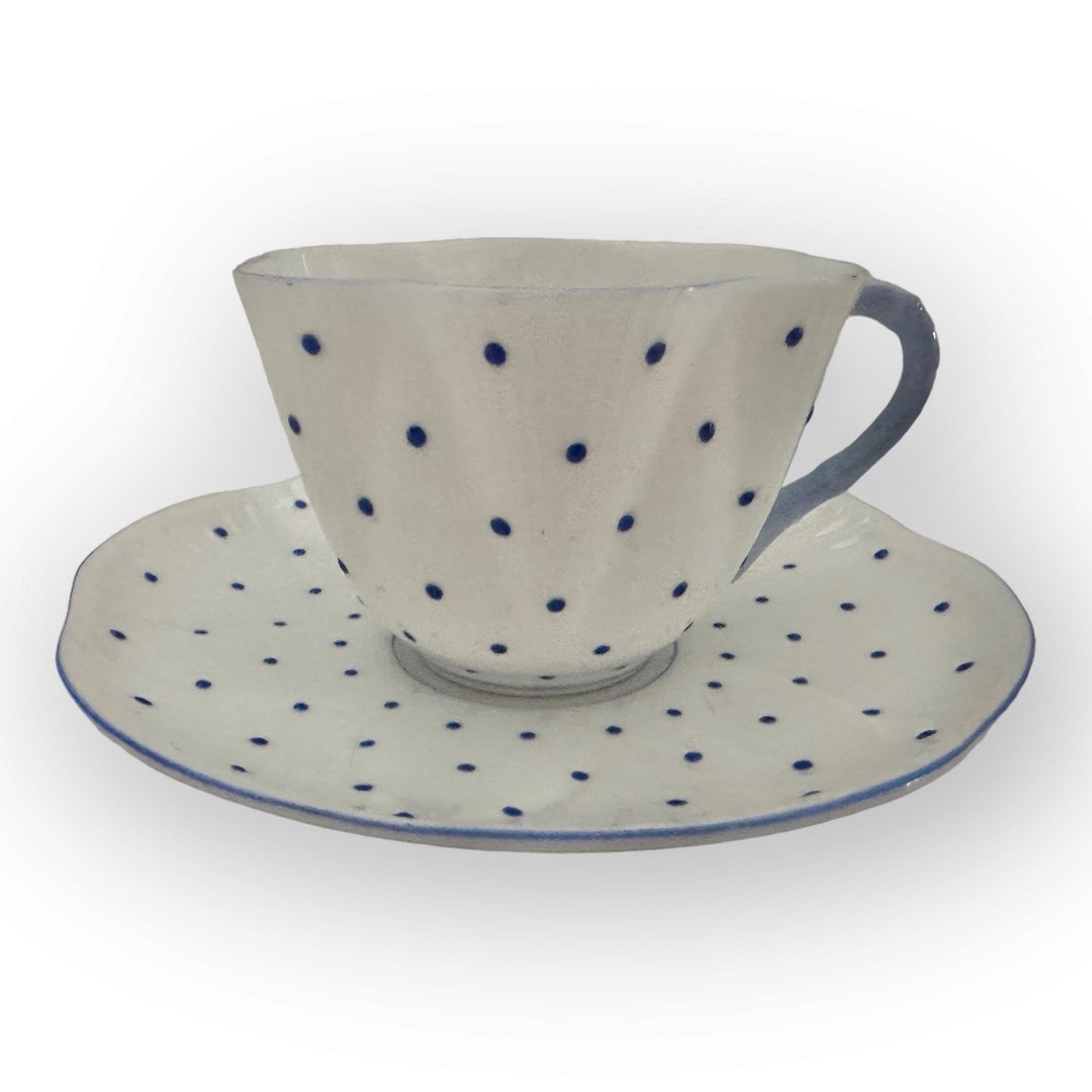 Shelley Dainty Blue Polka Dot Tea Cup & Saucer - Etsy
