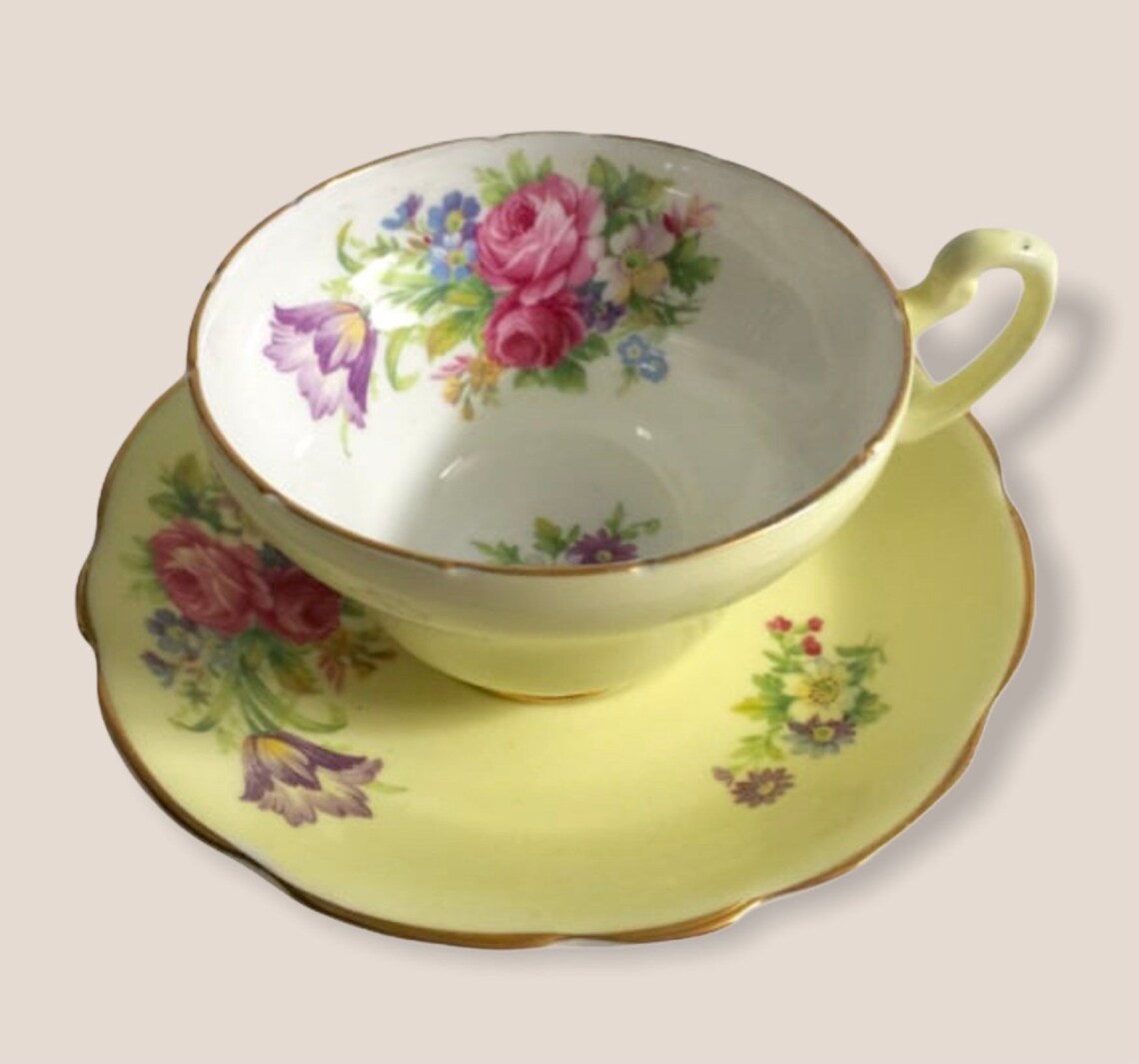 Yellow EB Foley China Tea Cup and Saucer Teacup Set | Etsy