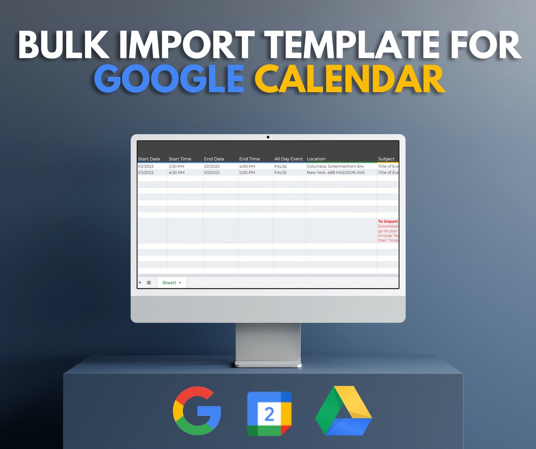 Bulk Event Import Template for Google Calendar - Google Sheets ...