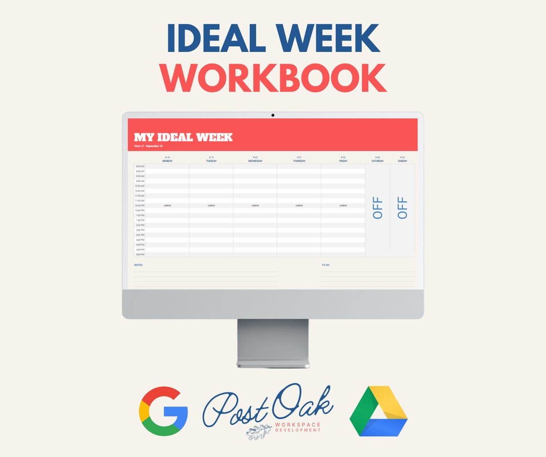 Ideal Week - Digital Minute-by-minute Planner, Google Spreadsheet ...