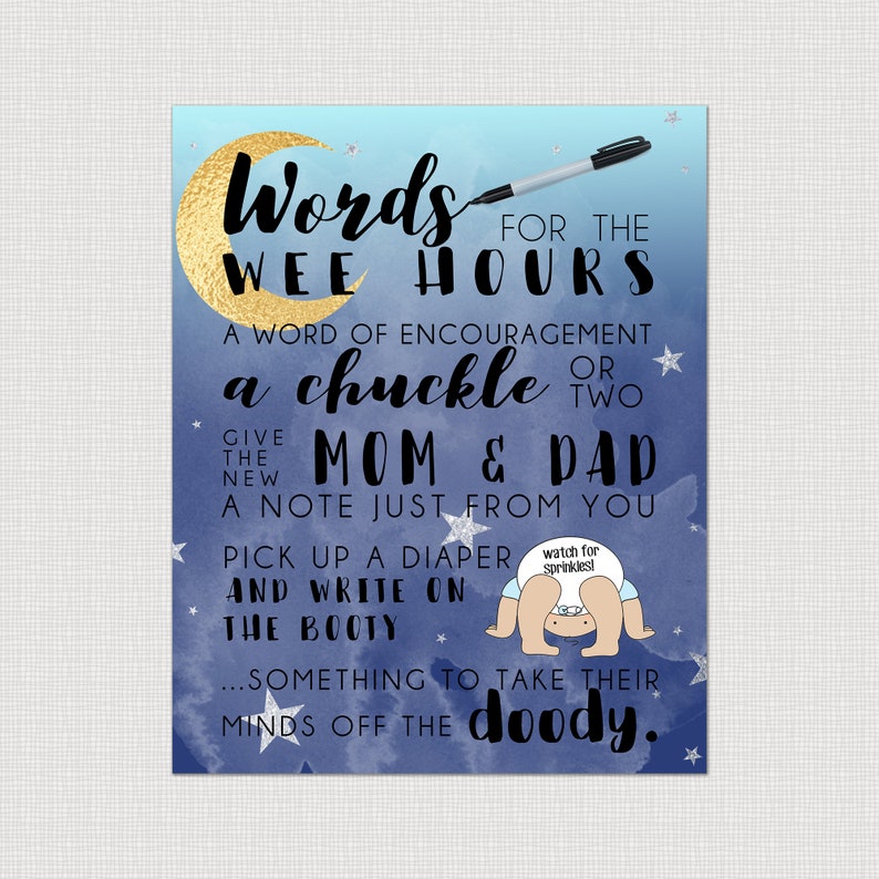 Words for the Wee Hours Diaper Game Printable Baby Shower - Etsy