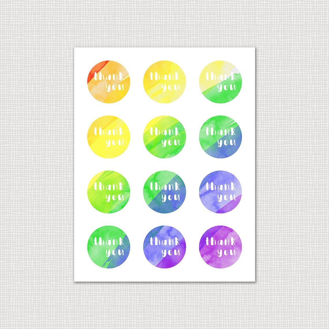 Printable Rainbow Thank You Tags Round Rainbow Stickers - Etsy
