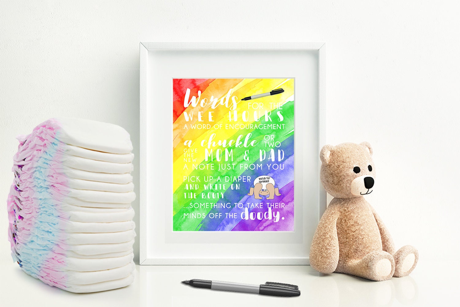 Rainbow Words for the Wee Hours Diaper Game Printable Baby - Etsy