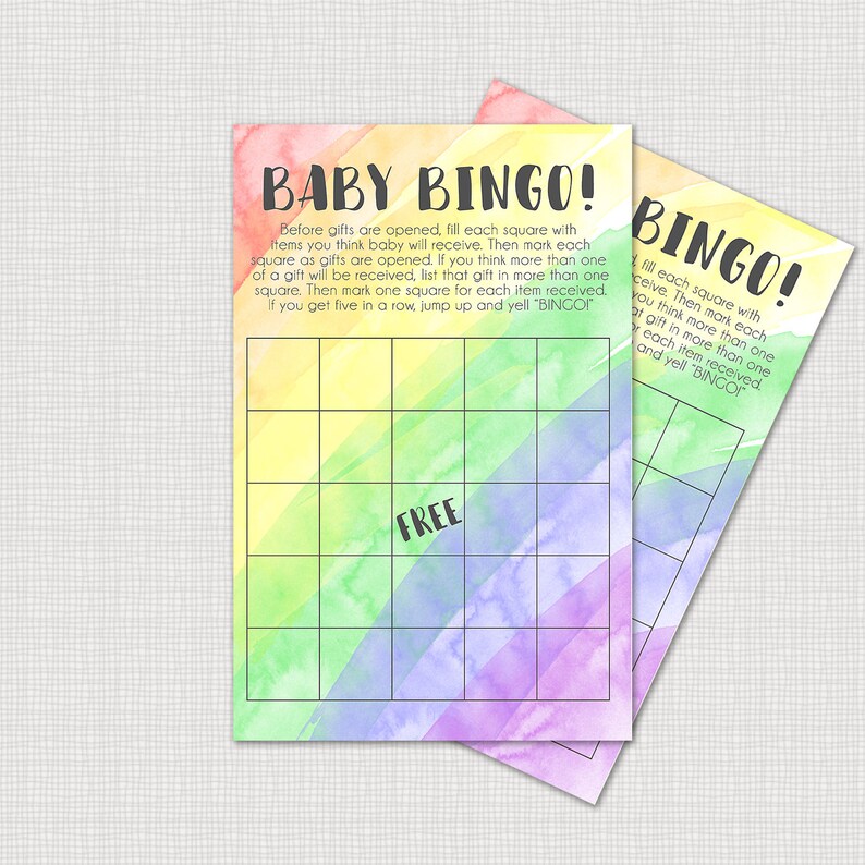 Rainbow Baby Bingo Gift Game Printable Baby Shower Games - Etsy