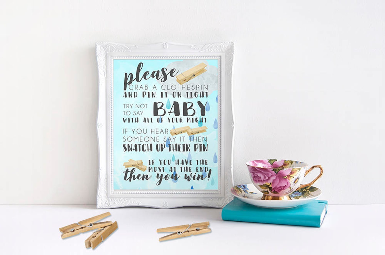 Don't Say Baby Clothespin Game, Printable Baby Shower Games, Baby ...