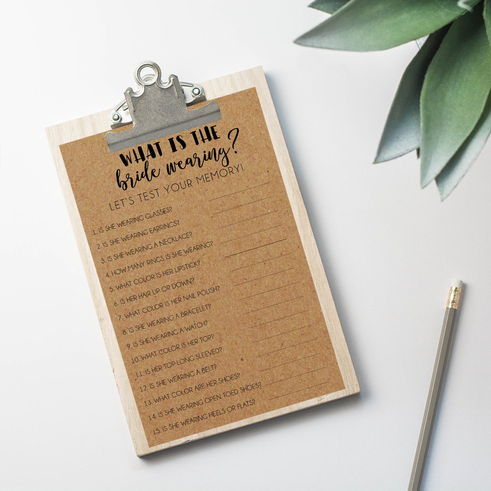 What is the Bride Wearing Test Your Memory Printable Bridal | Etsy