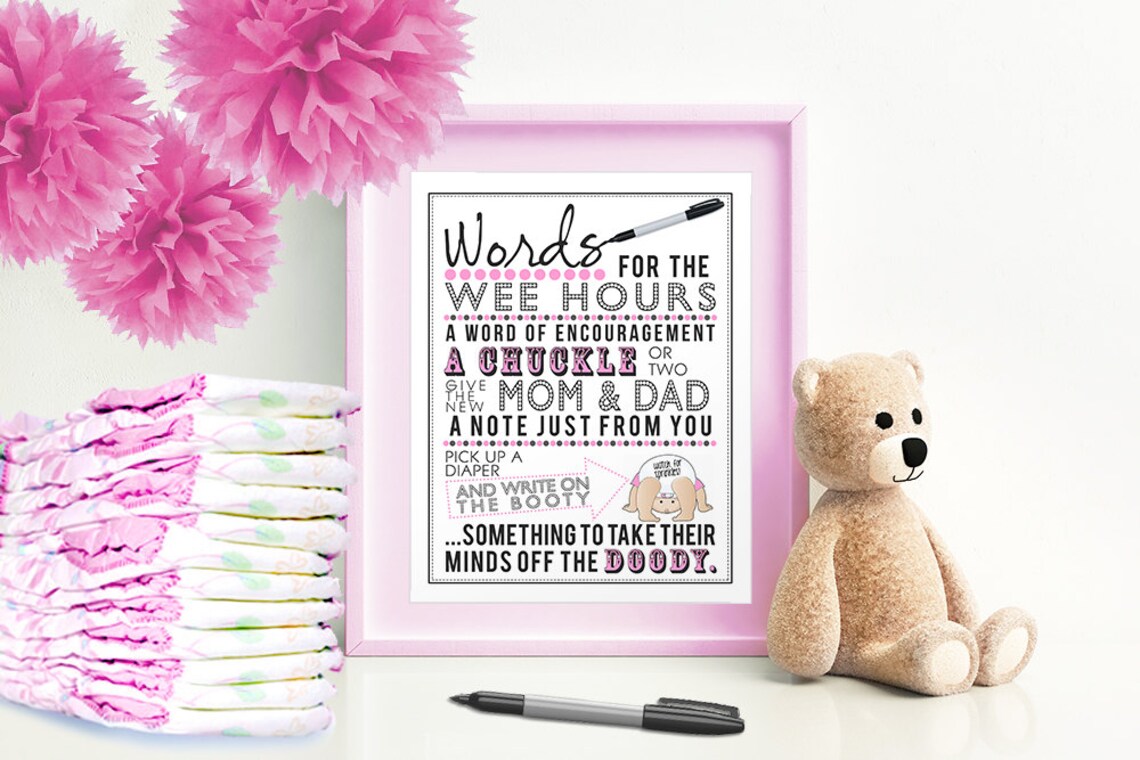 Words For The Wee Hours Diaper Game Pink Printable Baby Etsy