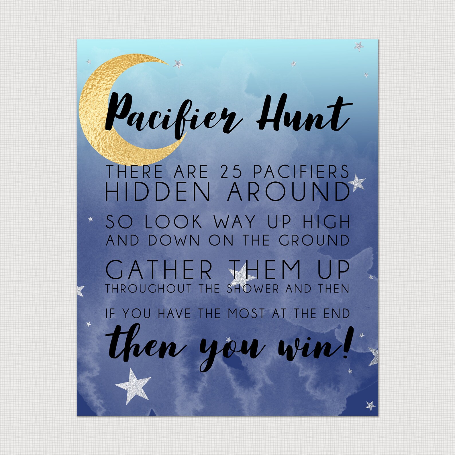 Pacifier Hunt Game Printable Baby Shower Games Moon and - Etsy